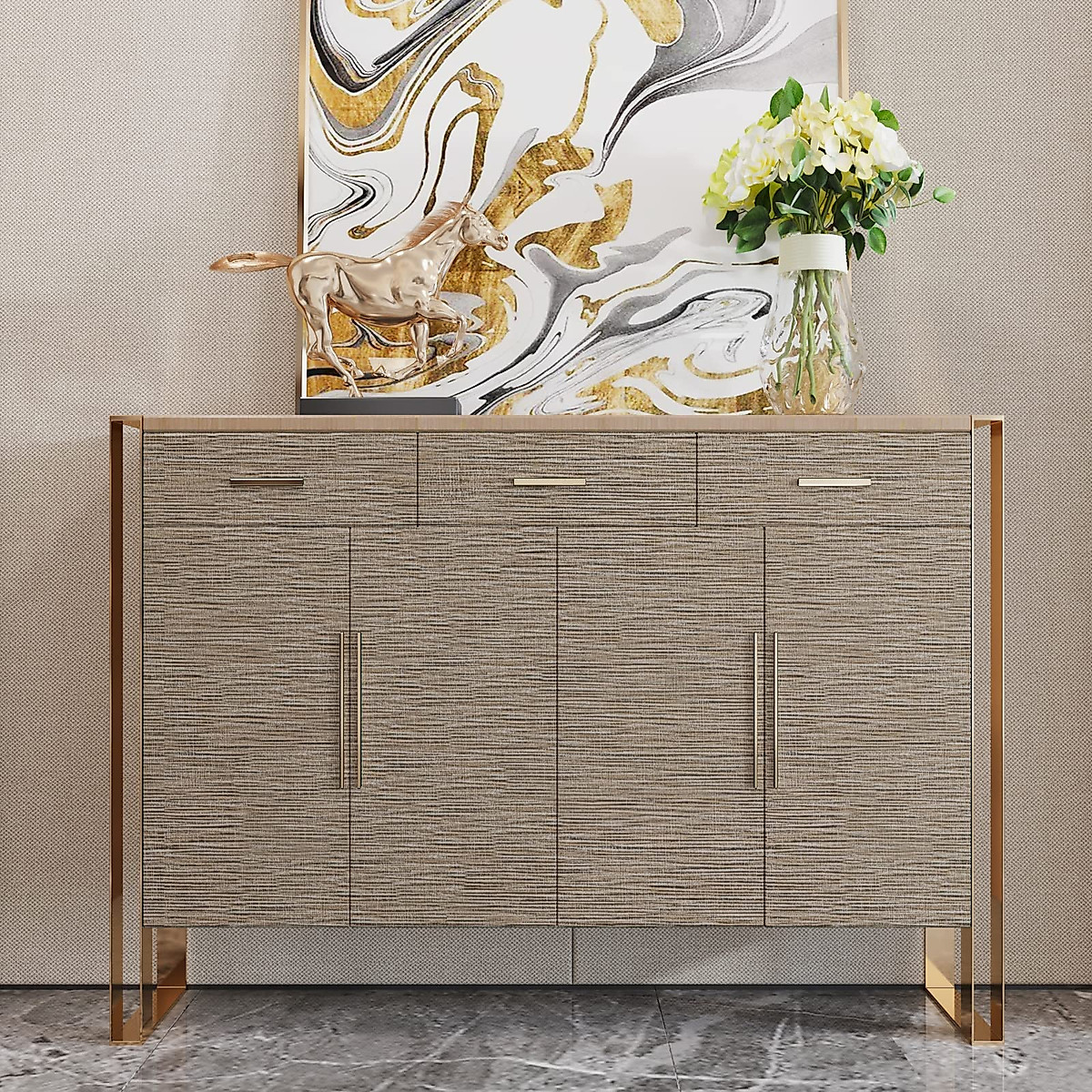 Tan Grasscloth Wallpaper Peel and Stick Textured Wallpaper Brown Linen 30"x118" Large Size Self Adhesive Imitation Cloth Contact Paper for Cabinets Fabric Vinyl Paper for Bedroom Kitchen Wall CHICHOME