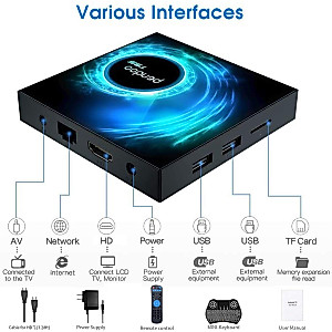 Android TV Box 10.0 4GB RAM 128GB ROM, 2021 Upgraded Pendoo T95 Android TV Box Allwinner H616 2.4G/5.8GHz WiFi Bluetooth, Android Box 10.0 with Wireless Mini Keyboard Ultra HD 6K HDR TV Box.