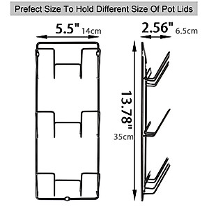 Cokorgue Pot Lid Organizer for Cabinet Door No Drilling, Pot Lid Holder for Kitchen Organization & Storage, 2 Pack Black