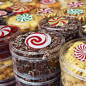 300 Pieces Christmas Candy Stickers Candy Roll Labels 6 Alternating Designs Candy Labels Circle Round Color Small Candy Seals for Christmas (2 Inch)