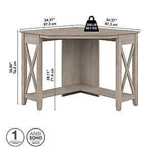 Bush Furniture Key West Small Corner Desk in Washed Gray