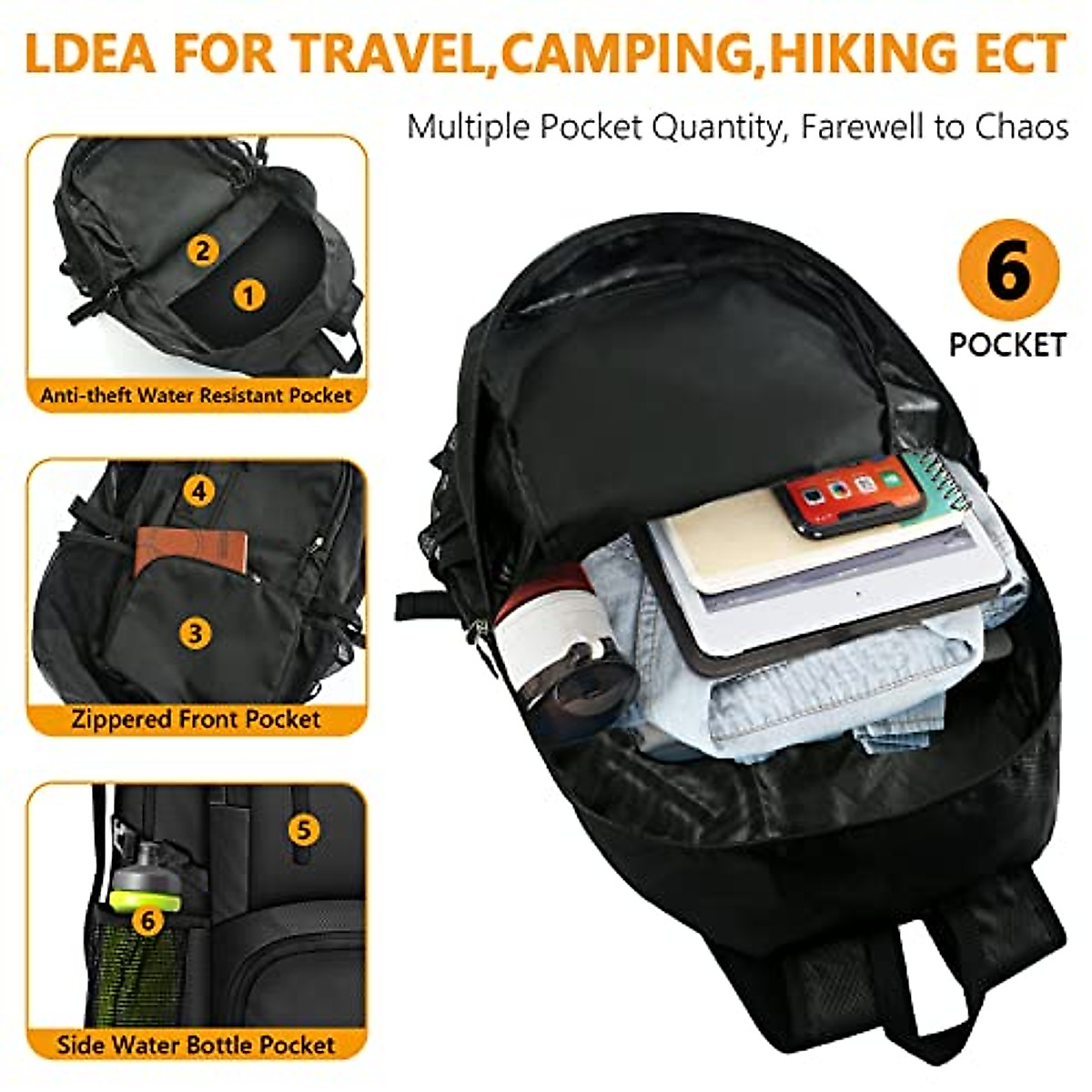 26L Hiking Backpack, Ultralight Lightweight Packable Foldable Travel Camping Water Resistant Sports Backpack Daypack Camping Gear Must Haves for Travel Camping Outdoor for Women Men Hiking Gifts