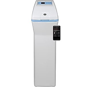 GE Smart Water Softener System with Leak Detect | 40,000 Grain | Reduce Hard Mineral Levels at Water Source | Wifi Connectivity | Improve Water Quality for Drinking, Laundry, Dishwashing | GXSHC40N