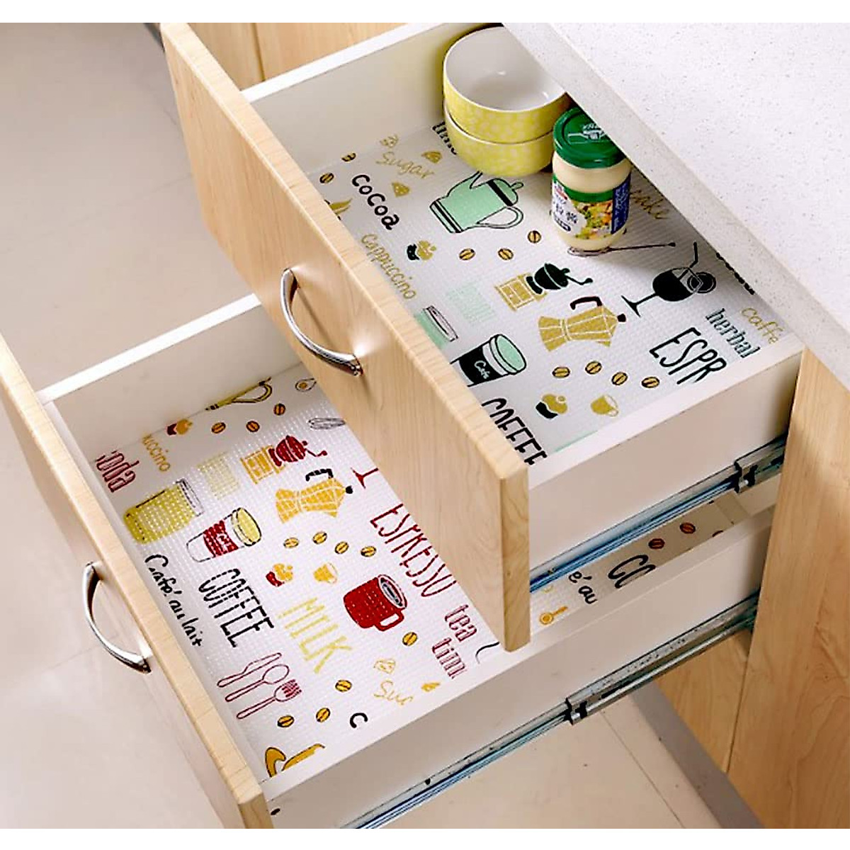 yuuzue Drawer Cushion Liner Shelf Liner for Kitchen Cabinets 17.7*78.7inch Non-Adhesive Cabinet and Drawer Liner Roll Shelf Fridge Mat Washable Table Mat ，Blue