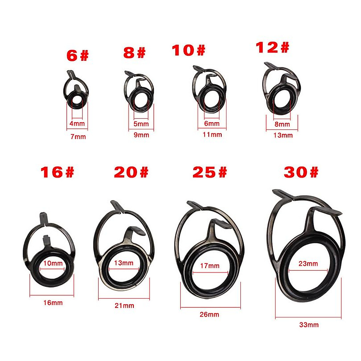 OriGlam 8pcs Fishing Rod Guide Repair Kit, Spinning Rod Guides, Fishing Rod Guide Replacement, Tip Repair Kit for Spinning Rods Sea Fishing