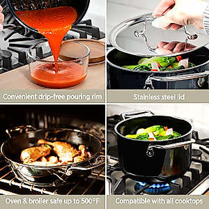 All-Clad FUSIONTEC Natural Ceramic with Steel Core Soup Pot, 4 quart, Onyx