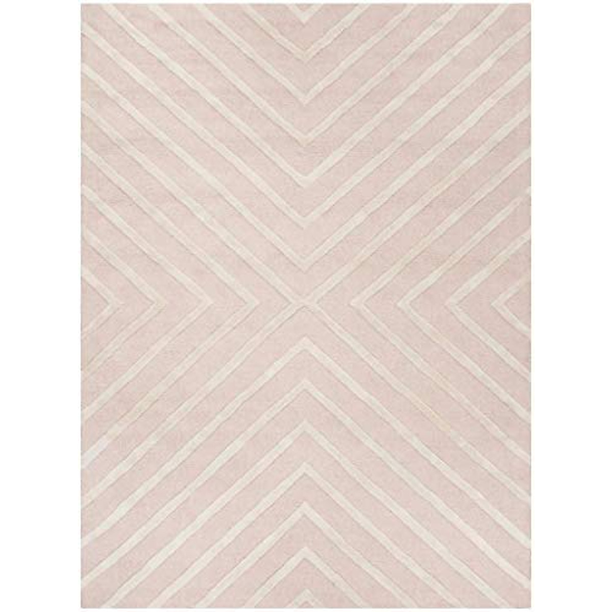 SAFAVIEH Kids Collection Area Rug - 5' x 7', Pink & Ivory, Handmade Geometric Wool, Ideal for High Traffic Areas in Living Room, Bedroom (SFK920P)