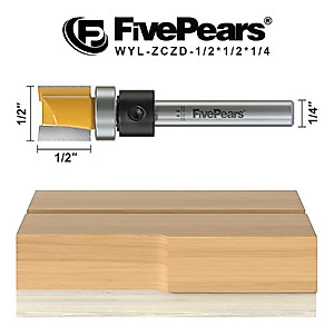 FivePears Pattern Flush Trim Router Bit 1/4 Inch Shank, 1/2 Inch Cutting Diameter, 1/2 Inch Cutting Length, Top Bearing Flush Straight Cut Trim Router Bit for Woodworking