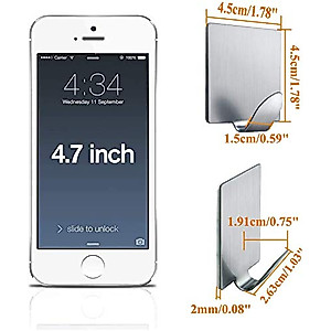 FOTYRIG Heavy Duty Adhesive Hooks Stick on Hooks Stainless Steel Waterproof Wall Hooks Hangers for Hanging Robe, Coat, Towel, Keys, Bags, Lights, Calendars -Home Kitchen Bathroom 4-Pack