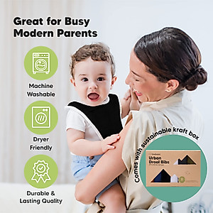 8-Pack Organic Baby Bibs for Boys, Girls - Soft Cotton Drooling and Teething Bibs for Baby Girl & Boy, Extra Absorbent, Easy to Clean & Put On for Toddler, Newborn, Infant 0-24 Months (Basics)