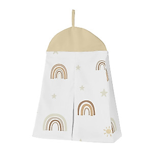 Sweet Jojo Designs Neutral Boho Rainbow Baby Girl Boy Unisex Nursery Crib Bedding Set Mustard Yellow Pumpkin Orange Bohemian Sunshine Modern Macrame Tassel Fringe Vintage Beige Gold Taupe Tan - 4pc