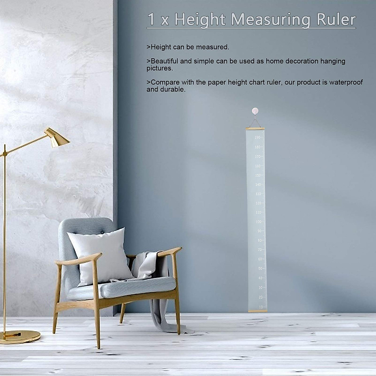 NUOBESTY Baby Growth Chart Canvas Height Measurement Ruler Hanging Ruler Decor for Kids Children Room Nursery Wall Decoration Random Style
