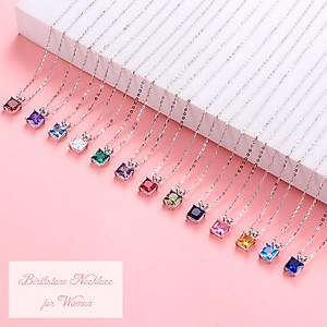 Iefil November Birthstone Necklaces for Women - Swiss Blue Topaz Necklace S925 Sterling Silver November Birthstone Jewelry for Women Mom Daughter November Birthday Gifts, Princess Cut Birthstone