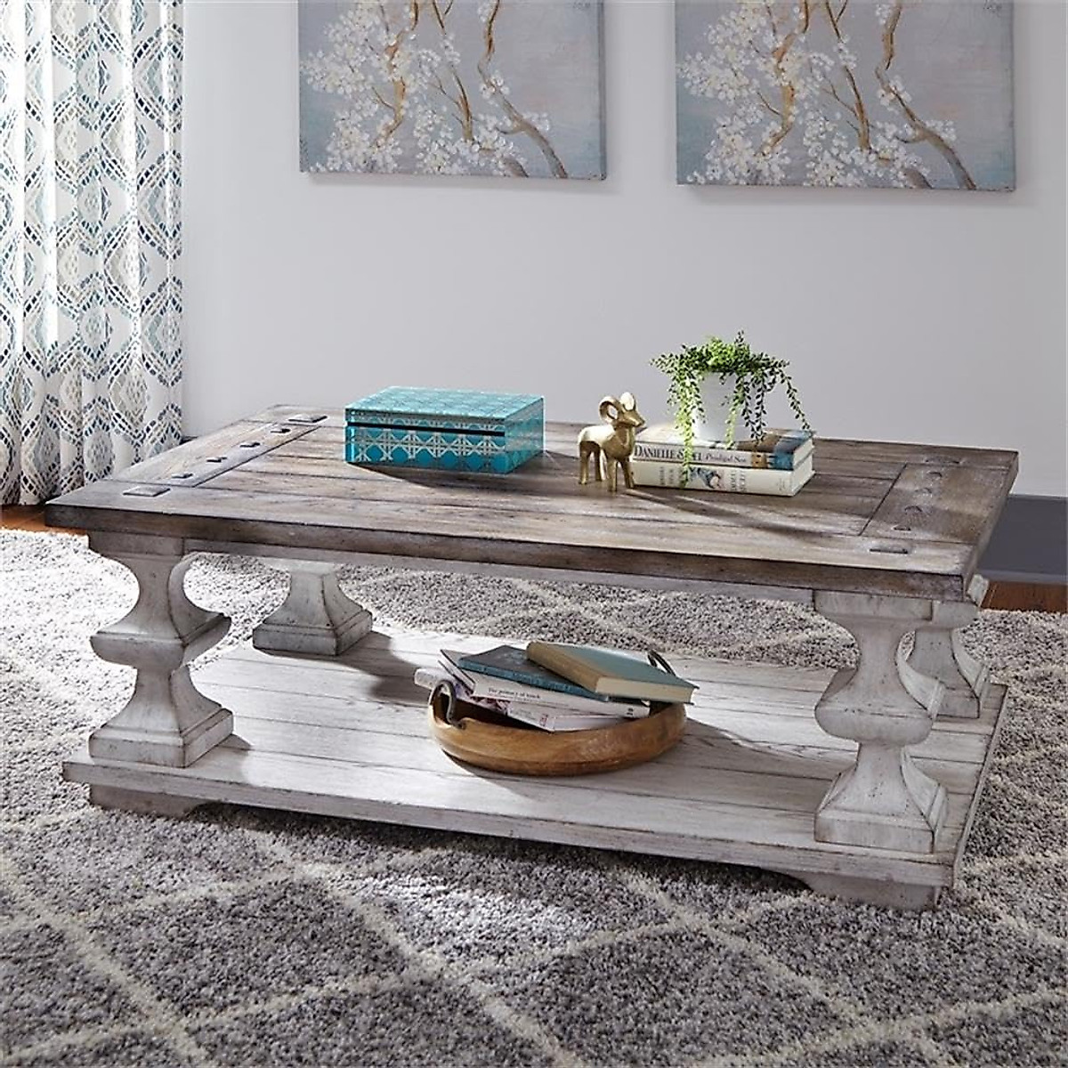 Liberty Furniture INDUSTRIES Cocktail Table in Heavy Distressed White