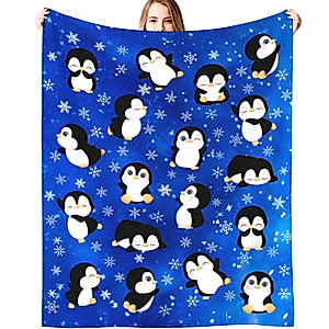 Penguin Blanket Flannel Soft Cute Penguins Throw Blankets Animal Penguin Gifts Decor for Girls 50"x40"