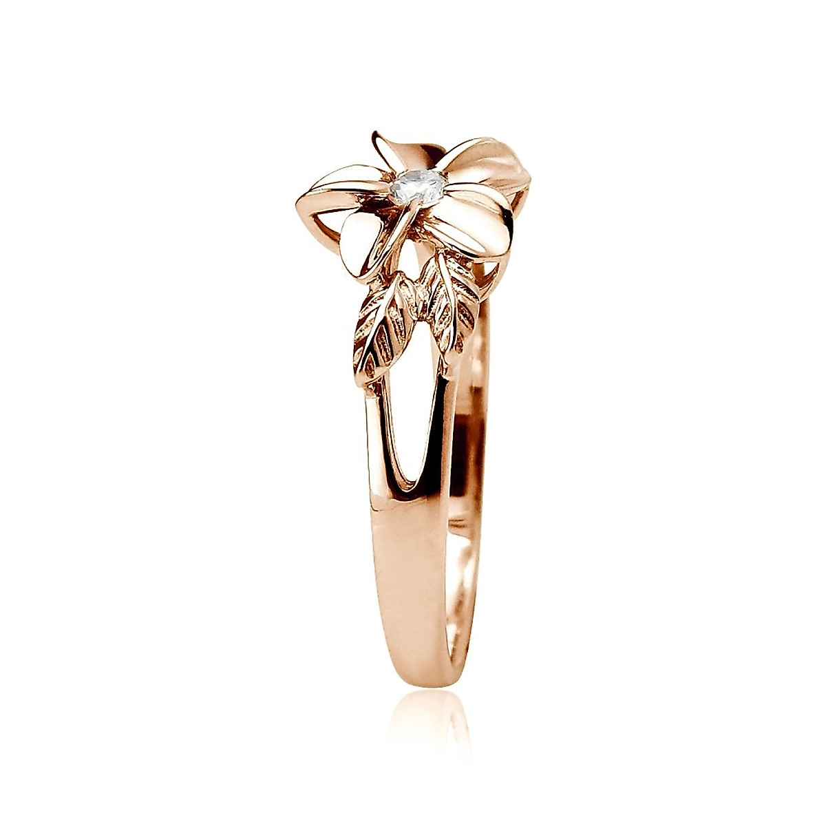 Hoops & Loops 925 Sterling Silver Cubic Zirconia Petal Flower Ring for Women Teen Girls, Rose Gold Size 6