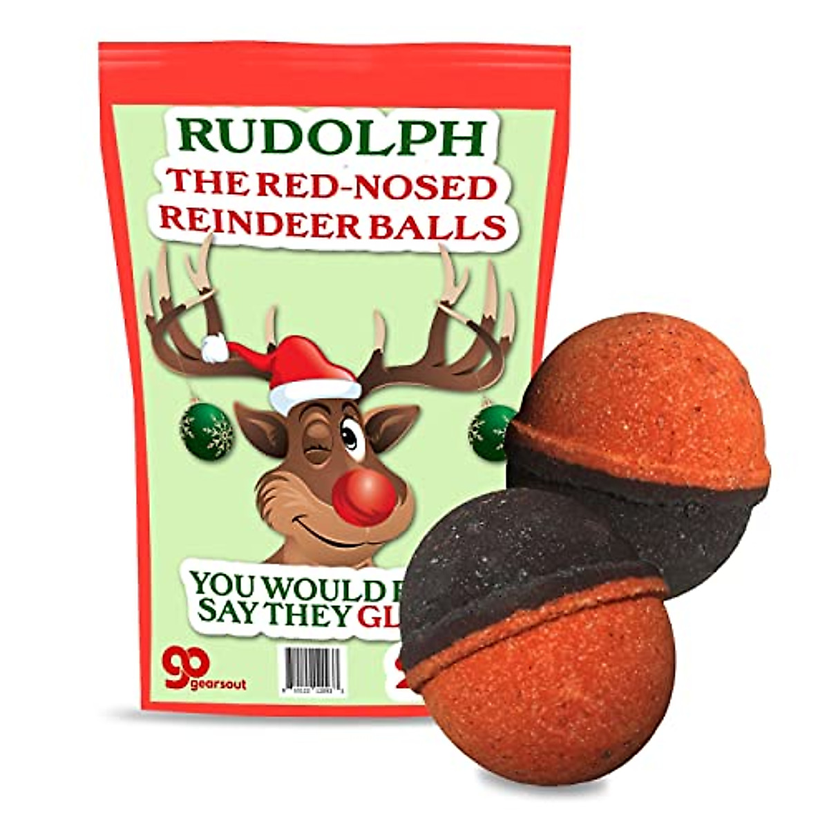 Rudolph Reindeer Balls Bath Bombs - Red Bath Bombs for Women - Adult Christmas Gag Gifts - Funny Reindeer Gifts - Black Cherry Scent