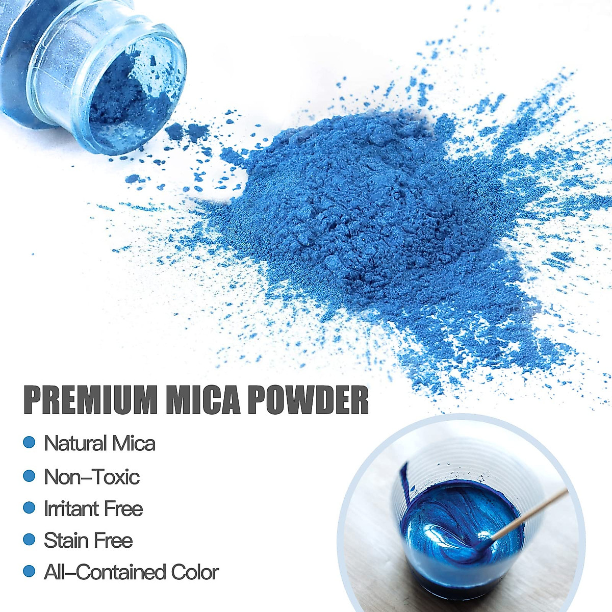 ZOCONE Mica Powder for Epoxy Resin, 42 Colors 0.35 oz (10g) Each Jar Mica Pigment Powder 11 PCS Spoons, Colors Mica Powder for Soap Making, Candle Making, Bath Bomb, Nail Art, Slime, Craft Projects