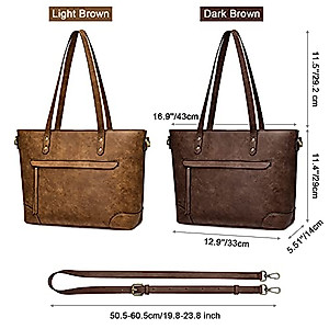 S-ZONE Leather Tote Bag for Women Large Shoulder Bag Handbag for Work with Long Shoulder Strap