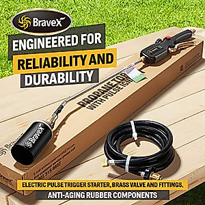 Propane Torch Weed Torch Weed Burner - Electronic Automatic Ignition, 800 000 BTU Propane Weed Torch with 10FT Hose, Push Button Electronic Spark Generating Powered by AAA Battery (not include）