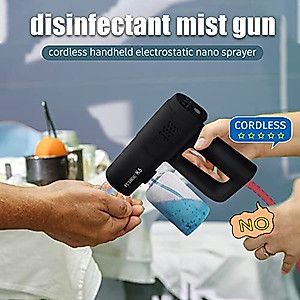 Nano Steam Gun Handheld Electrostatic Sprayer Rechargeable Nano Atomizer, 12 oz Portable Electric Mist Steam Gun for Home，Offoce，School，Garden，Detachable Tank(Black)
