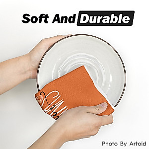 Artoid Mode Turkey Gobble Thanksgiving Kitchen Towels Dish Towels, 18x26 Inch Pumpkin Happy Harvest Decoration Hand Towels Set of 4