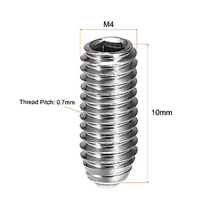 uxcell Ball Point Set Screws, M4 x 10mm 304 Stainless Steel Metric Spring Hex Socket Screw 20pcs