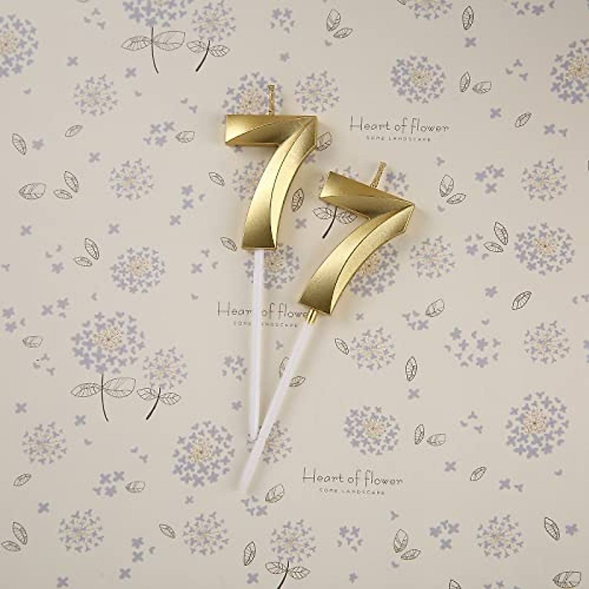 Gold 77th Birthday Candles,Gold Number 77 Cake Topper for Birthday Decorations Party Decoration