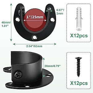 Closet Rod Bracket, Heavy Duty Closet Rod Holders, Stainless Steel, 1 Inch Closet Rod End Support U Shaped Wardrobe Brackets Closet Pole Socket with Screws, Black