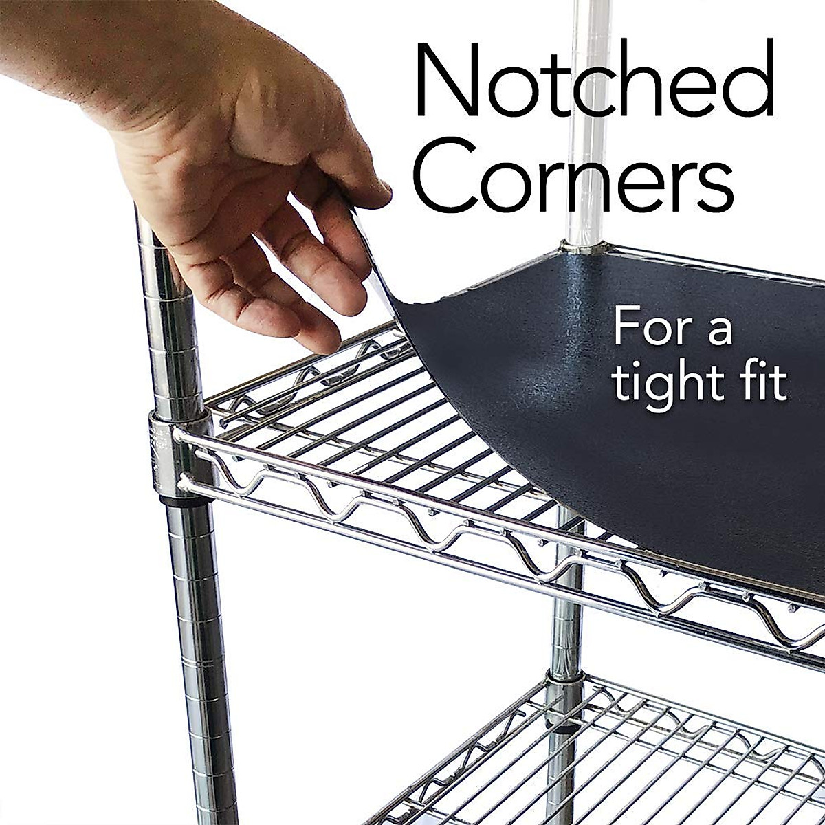 Resilia Shelf Liner Set for Wire Shelving Units – 5 Pack, 16 Inches x 36 Inches, Black Vinyl, Anti-Slip, Heavy Duty, Made in The USA, for Kitchen, Bathroom, Garage Storage