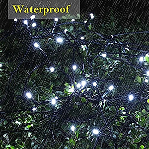 NiHoo Each 72 FT 200 LED Solar Outdoor String Lights,2 Pack Christmas Lights Waterproof with 8 Modes, Clear Bulbs Fairy Tree Light for Party Patio Garden Wedding Yard Decor(Cool White)