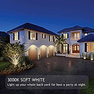 GLW 10W LED Landscape Lights 12V Low Voltage Outdoor Spotlights Warm White 3000K IP65 Waterproof with Spike Stand for Garden,Yard,Deck,Step [4 Pack]