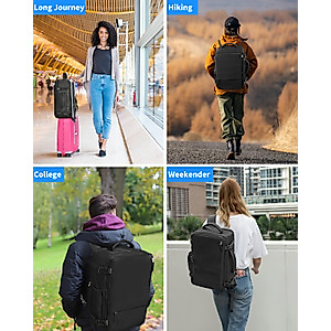 FALARK INC Travel Backpack For Women Men, Carry On Backpack Flight Approved, Waterproof Anti-theft Personal Item Trave Bag With USB Port For Travel, Black