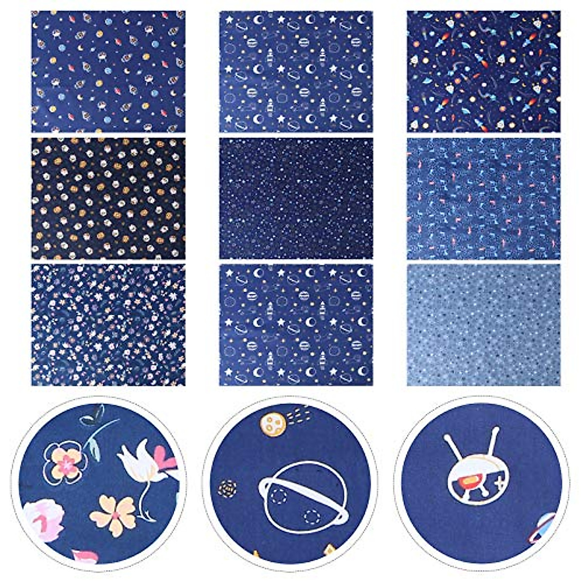 Healifty Floral Comforter 9Pcs Christmas Cotton Fabric Sheet Patchwork Cloth Quilting Precut Scraps Sewing Fabric for DIY Scrapbooking Mouth Cover Purse Bag Making 40x50cm (Blue) Floral Sheets