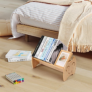 Hggzeg Bamboo Children Bookcase Small Desktop Kids Bookshelf Storage Display Rack, Simple Book Organiser for Children's Room