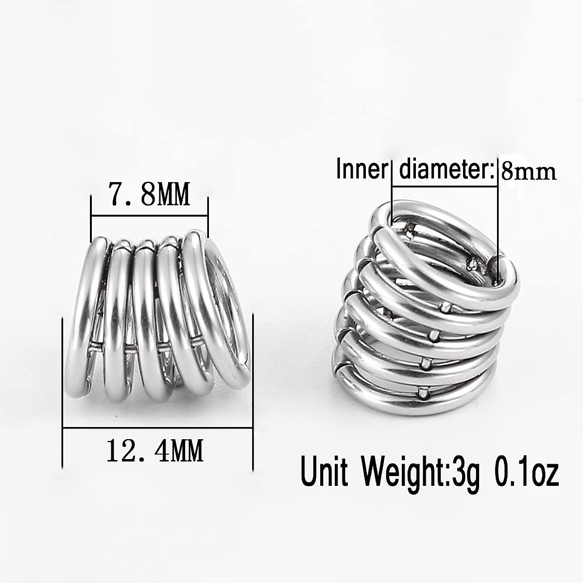 Earblity 10mm Stacker Ring Lobe Clip Ear Gauges Plugs Ear Tunnels Stretcher Earring Studs Clip on Cartilage Body Piercing Jewelry 2PCS Gold Rose Black Silver