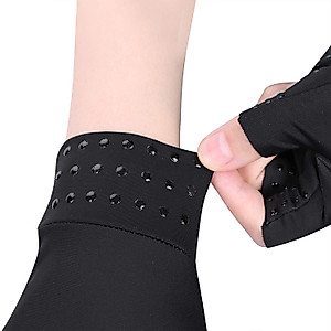 ITODA Compression Wrist Brace Gloves Fingerless Night Sleep Hand Support Computer Typing Non-Slip Elastic Breathable Thumb Wrap for Sports, Gym, Weightlifting, Strain, Joint