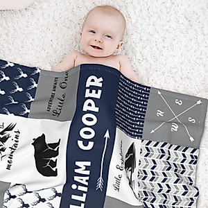 Personalized Baby Blankets for Boys Girls Custom Baby Blanket with Name for Toddlers Kids Fleece Bed Throw Blanket Swaddle for Newborn Customized Baby Gifts for Birthday Baby Shower Nursery Blanket