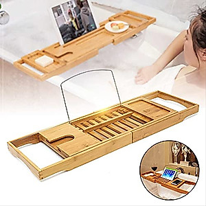 Abilen Bathroom Wooden Bathtub Tray Bath Shelf for Bath Caddy Wine Holder Tub Tray Over Bathtub Rack Support Storage Accessories