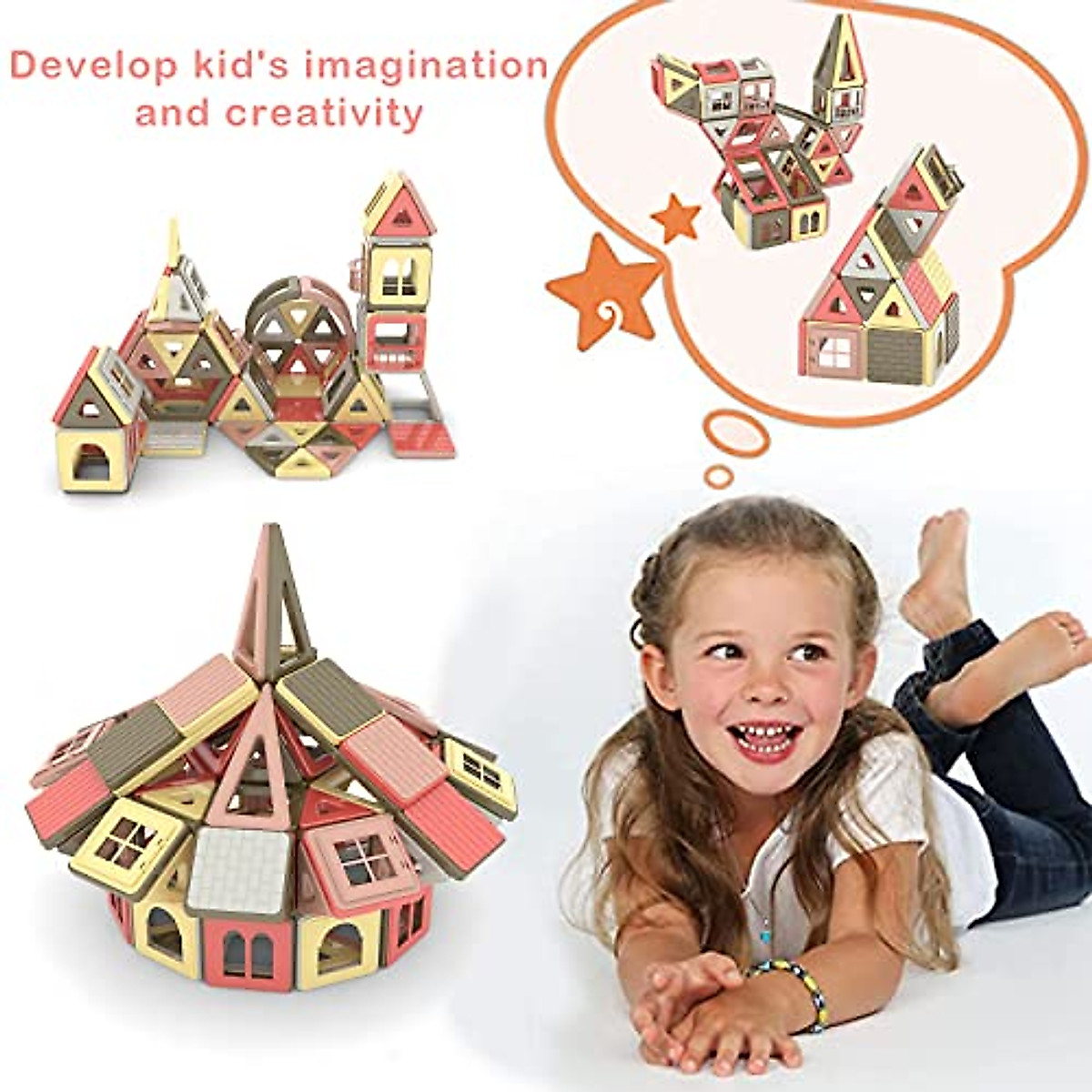 AOMIKS 151 PCS Set Magnetic Building Blocks Tiles for Kids Learning & Educational STEM Mini Building Toys for Girls and Boys Ages 3 4 5 6 7 8 Years Old 3D Magnetic Tiles