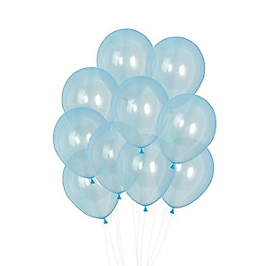 AnnoDeel 100pcs Crystal Pastel Clear Balloon, 12 inch Thick Transparent Party Latex Balloon for Wedding Birthday Baby Shower Party Decoration (Blue)