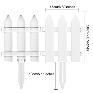 ELECLAND 22 Pieces Garden Fence with 22 Pieces Fence Insert White Plastic Fence Garden Picket Fence Edgings Lawn Flowerbeds Plant Borders Decorative Garden Yard