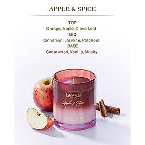 M&SENSE Apple Spice Soy Candles for Home Scented 10.6oz 60 Hour Long Lasting Slow Burning, Organic Natural Christmas Candle Highly Scented Winter Holiday Fragrance Gift for Women Men