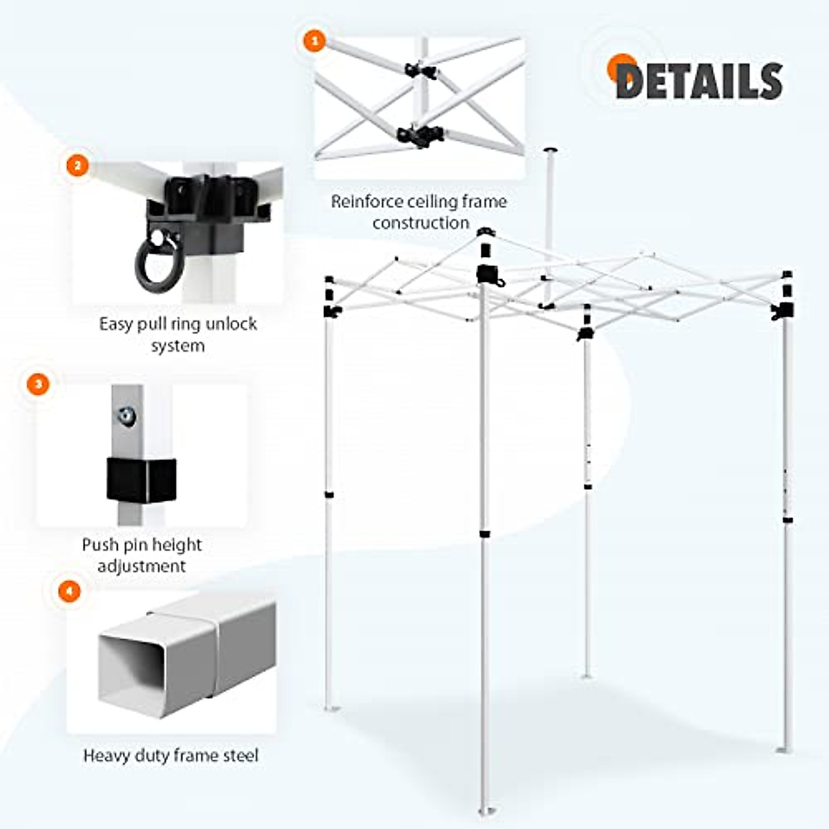 EAGLE PEAK 5x5 Pop Up Canopy Tent Instant Outdoor Canopy Easy Set-up Straight Leg Folding Shelter, White