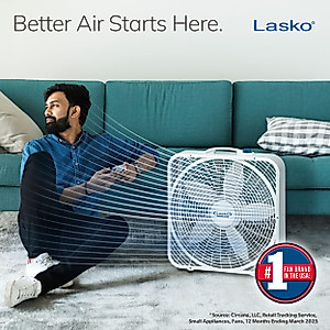 Lasko 20″ Weather-Shield Performance Box Fan-Features Innovative Wind Ring System for Up to 30% More Air, 20 Inch, 3720