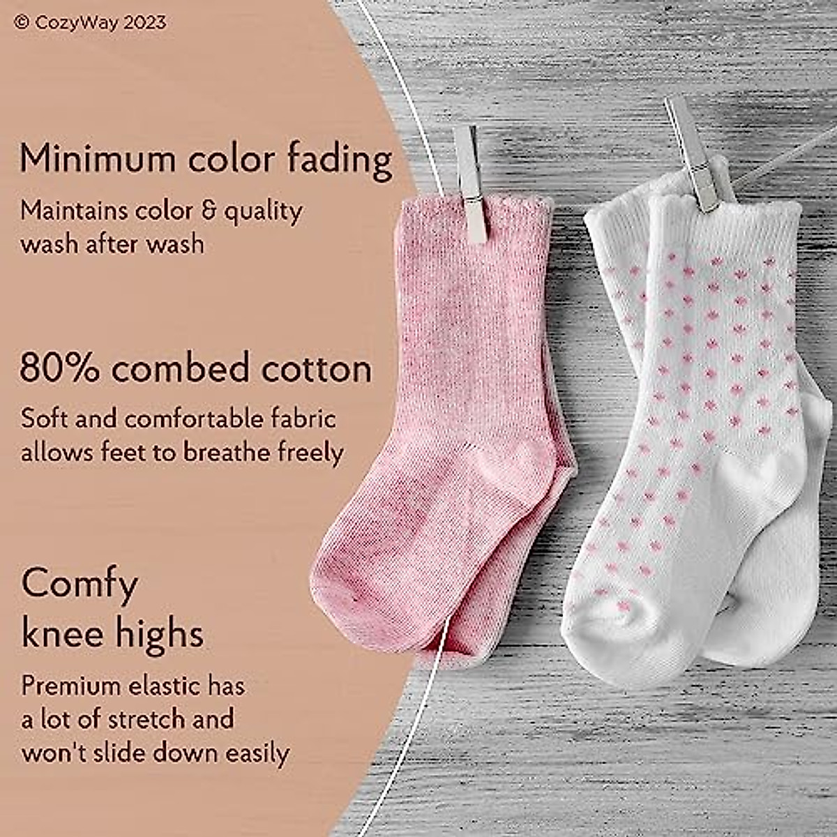 CozyWay Baby Knee High Socks For Baby Girls Infant 0-6 Months 5-5 Pack