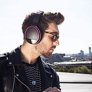 ZPVGZY Yagoolh E8 Bluetooth Headphones Wireless Headphones Active Noise Cancelling Headphones Over Ear with Microphone, Soft Protein Earpads, 30 Hours Playtime for Travel/Work (Rose Red)