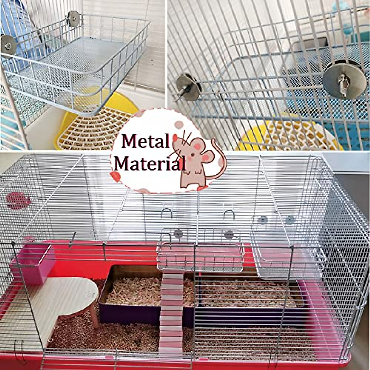Rat Cage Platform Accessories Hanging Rat Ledge Metal Ferret Hammock Squirrel Cage Bed Small Animal Habitat for Hamster, Sugar Glider, Rat- Blue