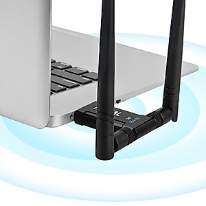 1200Mbps USB WiFi Adapter Wireless Network Adapter for Laptop/Computer/Notebook with Extension Cable and Base, Compatible with Windows 11/10/8/7/XP & Mac OS X