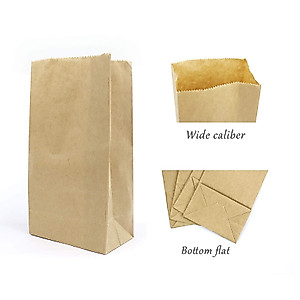 Kslong Mini Brown Paper Bags, 50pcs Small Kraft Paper Bags 1 LB 3.5x2.2x6.7” Baby Shower Wedding Favor Bags Candy Popcorn Treat Bag Bread Cookie Snack Thank You Gift Wrapping Bag Bulk (Brown 2)